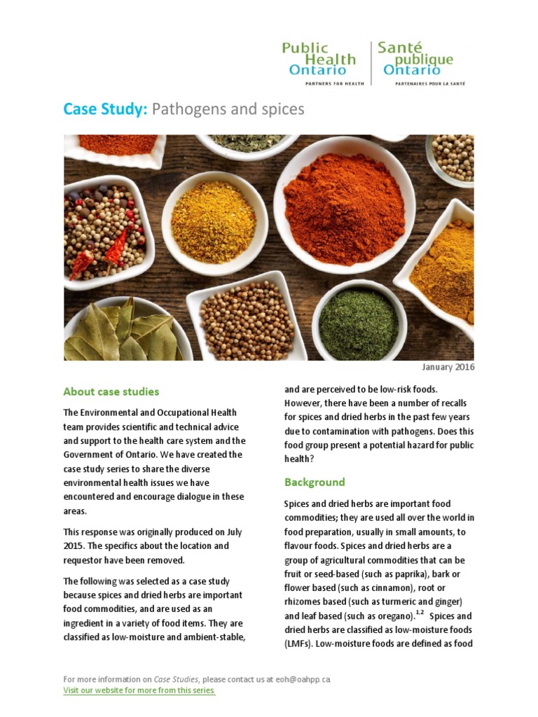 Case Study:: Pathogens and Spices | PDF | Biofilm | Foodborne Illness
