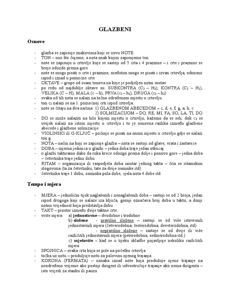Glazbeni | PDF