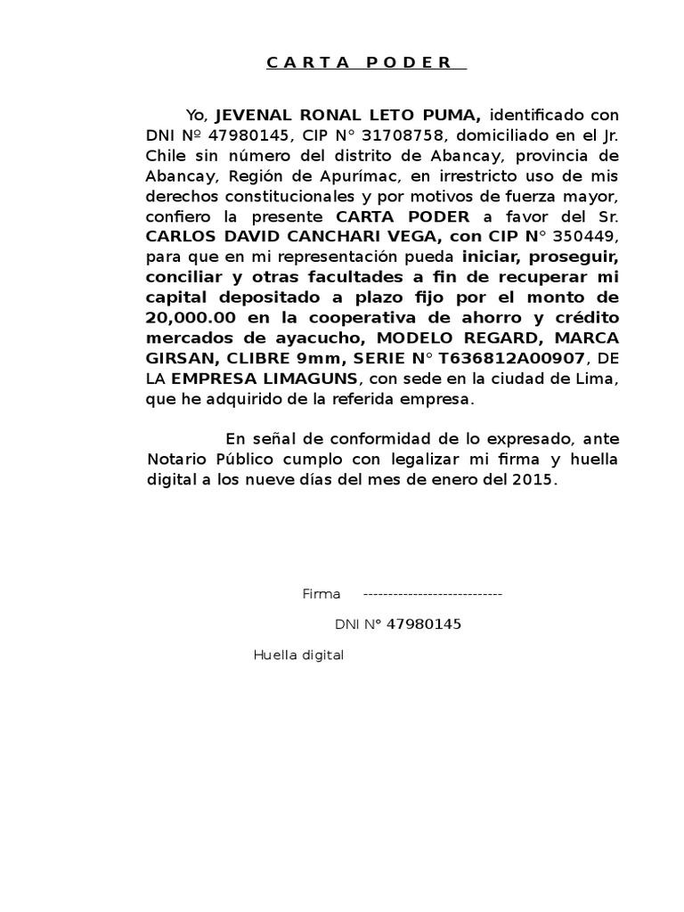 Carta Poder Todos | PDF | Lima | Gobierno