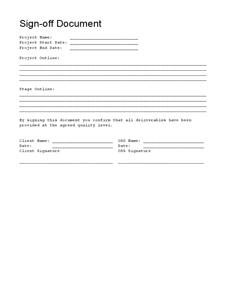 Project Sign-off Document Template | PDF