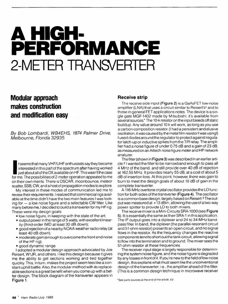 A High-Performance 2-Meter Transverter | PDF | Amplifier | Electronic ...