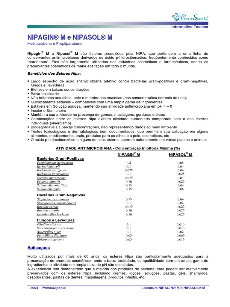 Nipasol PDF | PDF | Solubilidade | Substancias químicas