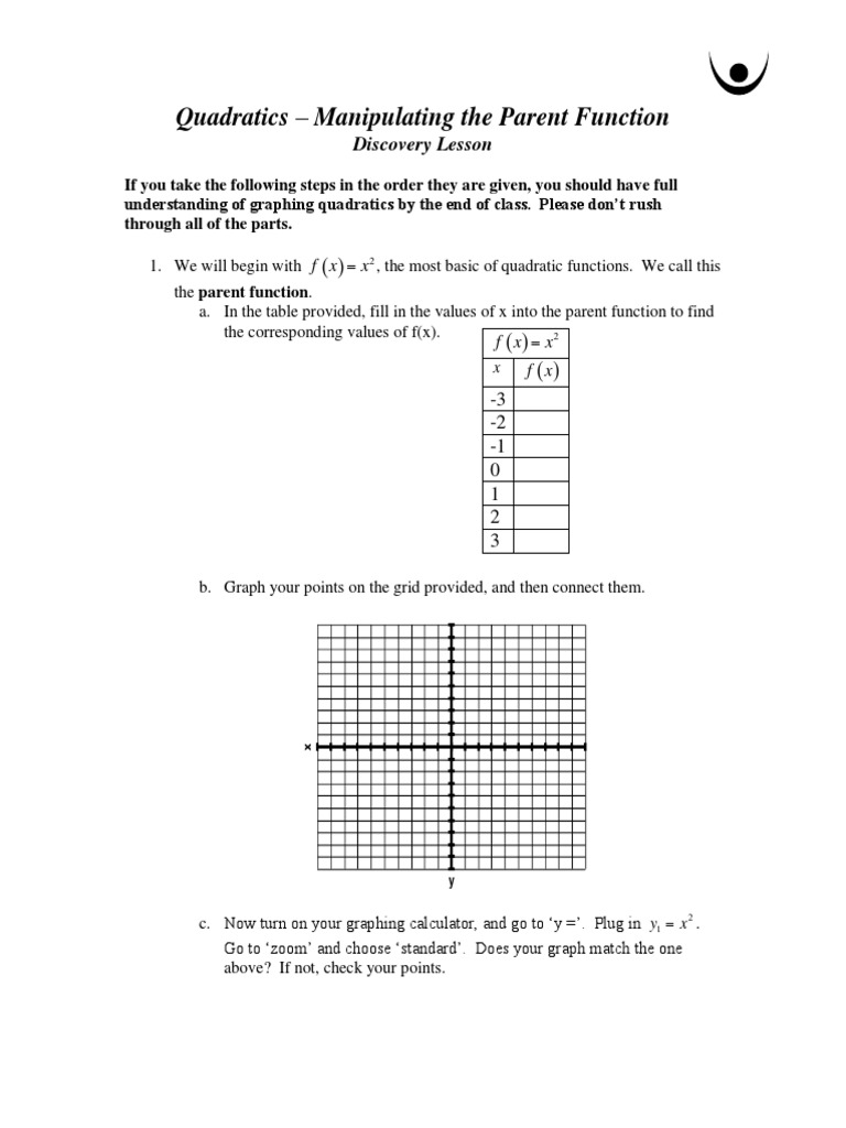 05 Quadratics - Graphing The Parent Function 1 | PDF | Combinatorics | Graph Theory