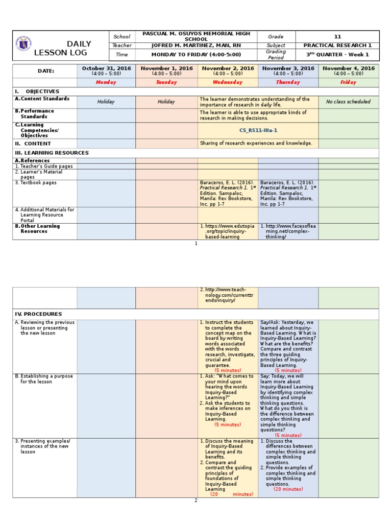 330981327-Practical-Research-1-DLL-Week-1.doc | Inquiry Based Learning ...