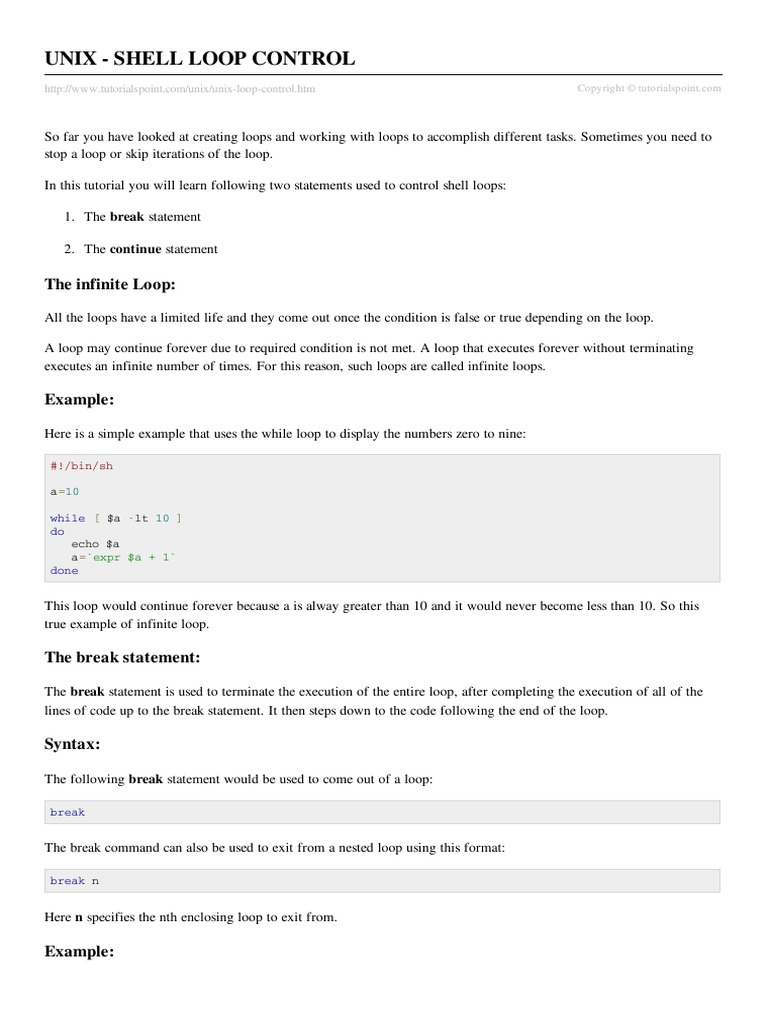 Unix Loop Control | PDF | Control Flow | Software Development