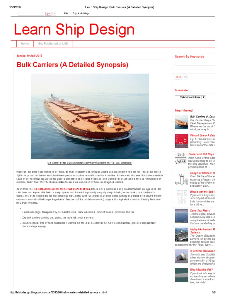 Learn Ship Design - Bulk Carriers (A Detailed Synopsis) PDF | PDF ...