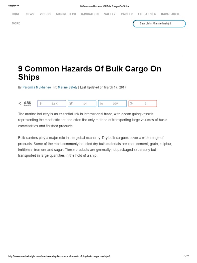 9 Common Hazards of Bulk Cargo On Ships | PDF | Ships | Cargo