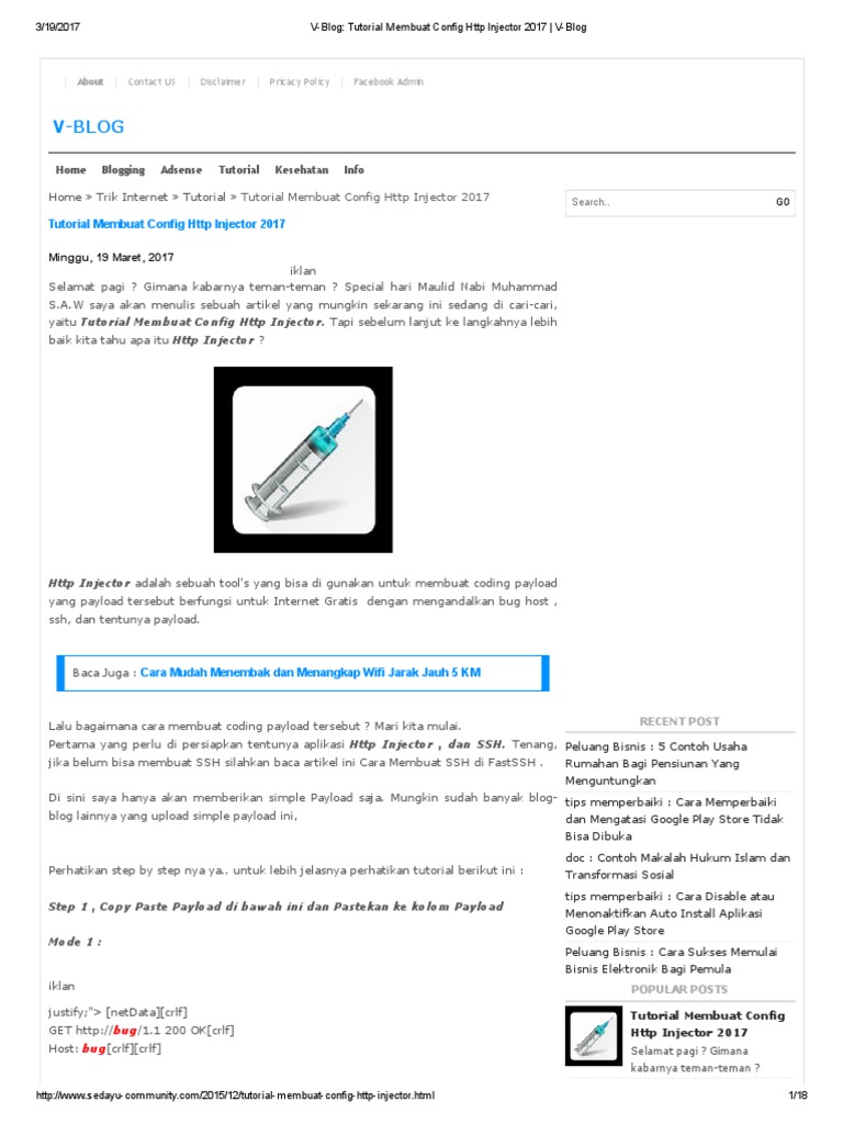 V-Blog - Tutorial Membuat Config HTTP Injector 2017 - V-Blog | PDF ...