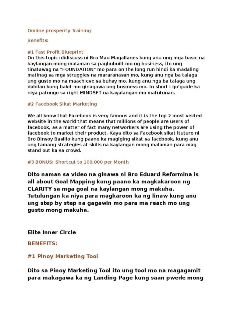 Omline Prosperity Training | PDF | Marketing | Communication