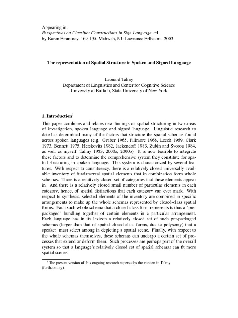 The Representation of Spatial Structure in Spoken and Signed Language | PDF | Conceptual Model ...