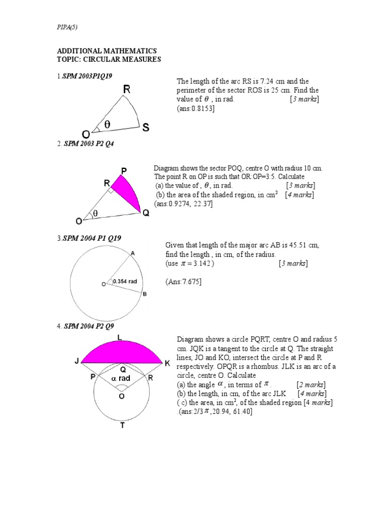 Analysis of Circular Measure Problems from Past SPM Examination Papers ...