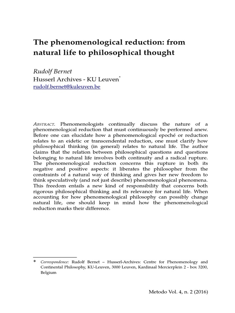 Bernet, Rudolf. The - Phenomenological - Reduction - From - Natural ...