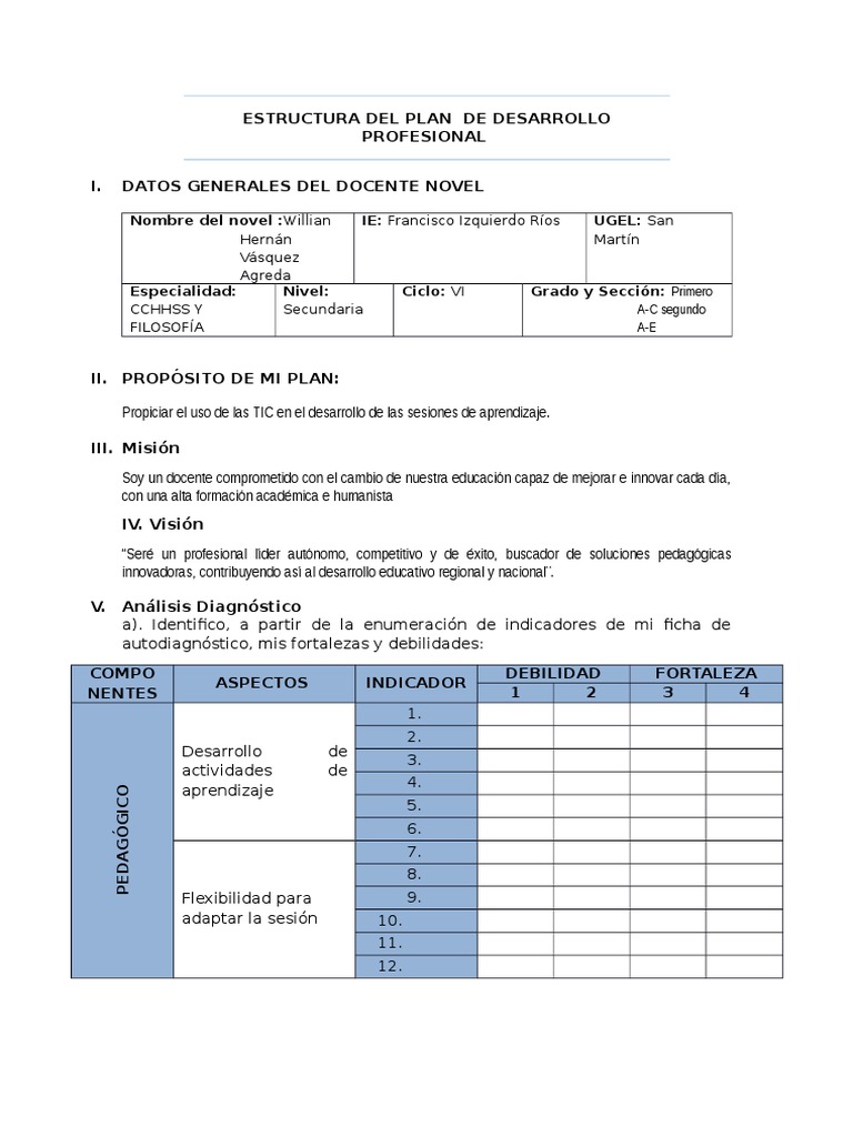 Estructura Del Plan de Desarrollo | PDF | Maestros | Cognición