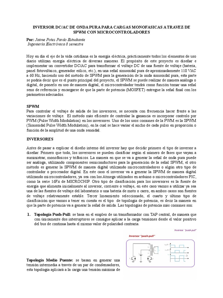 Ensayo"Inversor DC/AC de Onda Pura para Cargas Monofasicas A Traves de SPWM Con ...