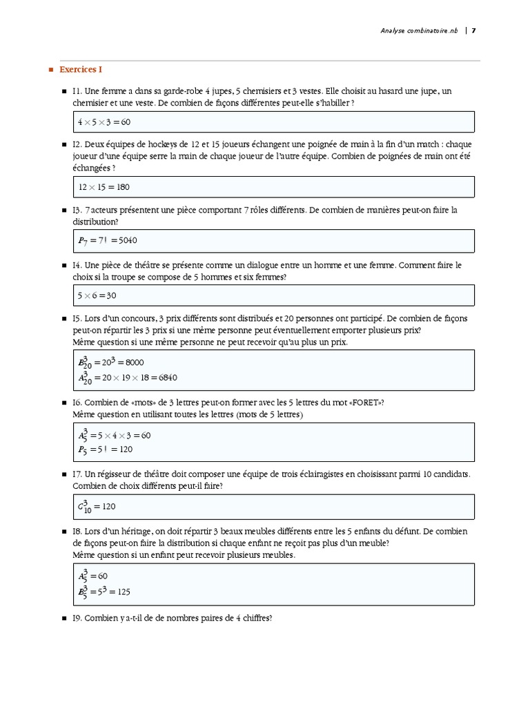 exercice denombrement avec correction.pdf | Combinatoire ...