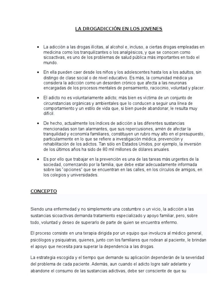 La Drogadicción | PDF | La dependencia de sustancias | Heroína