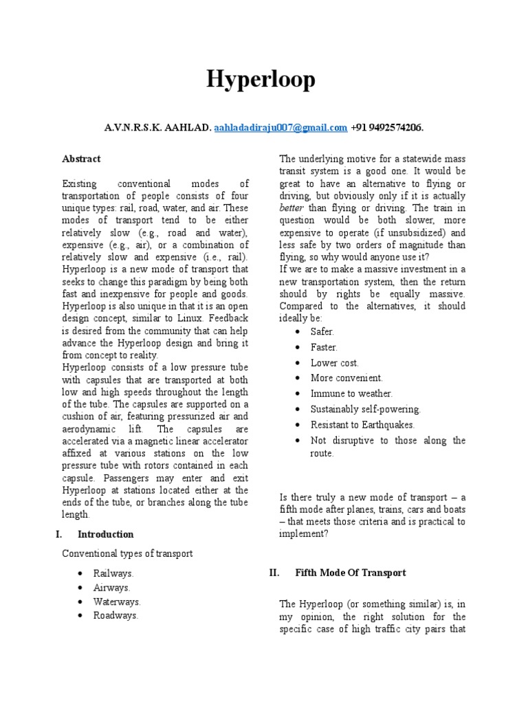 Hyperloop Concept | Download Free PDF | Hyperloop | Rail Transport