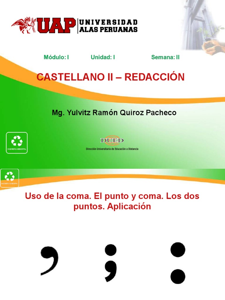 Uso de La Coma. El Punto y Coma. Los Dos Puntos | Puntuación | Oración ...