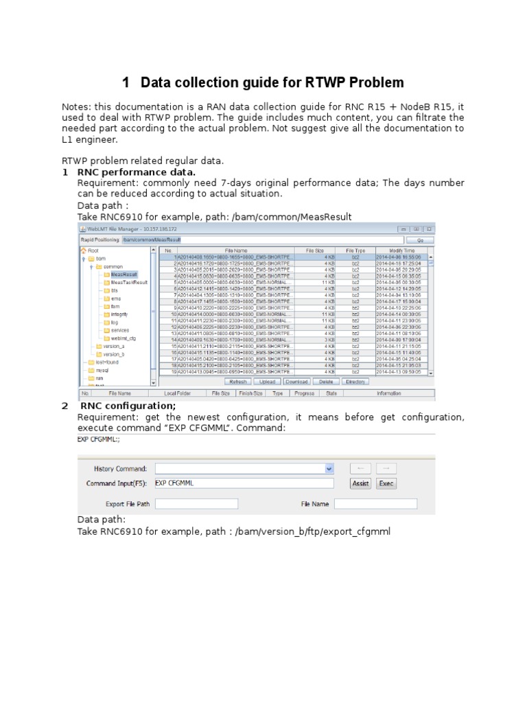 1 Data Collection Guide For RTWP Problem | PDF