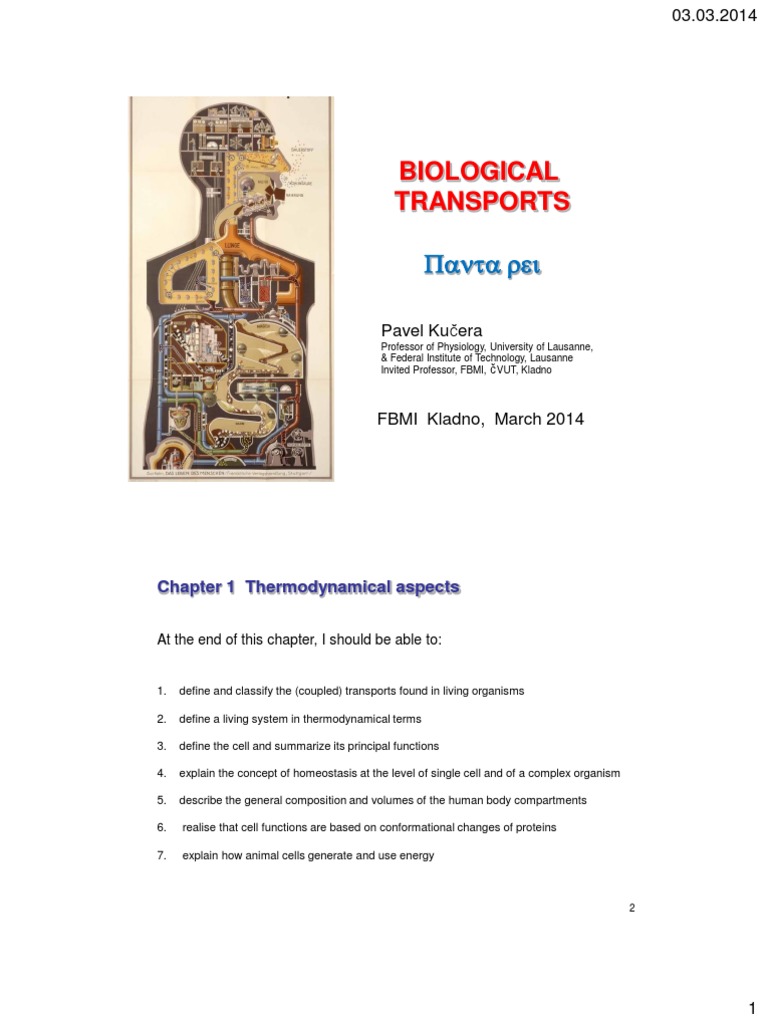 Biological Transports: Chapter 1 Thermodynamical Aspects | PDF ...