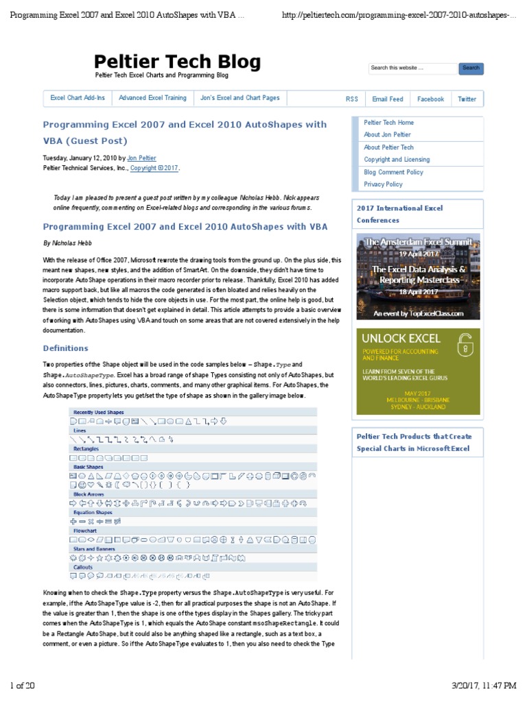 Programming Excel 2007 and Excel 2010 AutoShapes | PDF | Microsoft ...