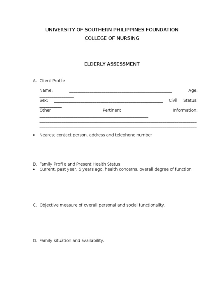 Elderly Health Assessment Guide | PDF