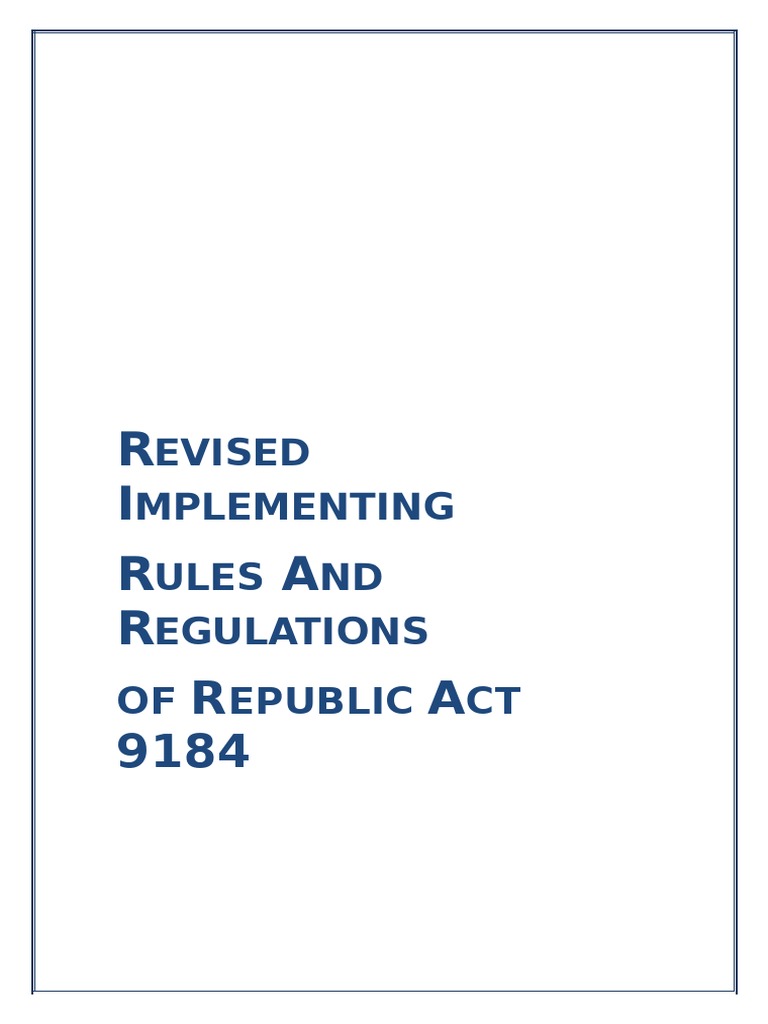 RevisedIRR RA9184 | PDF | Construction Bidding | Procurement