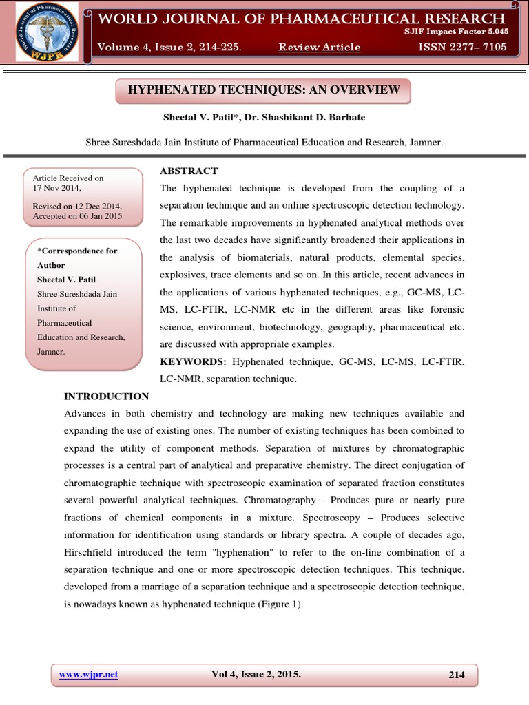 Hyphenated Techniques: An Overview | PDF | Mass Spectrometry | Liquid Chromatography–Mass ...
