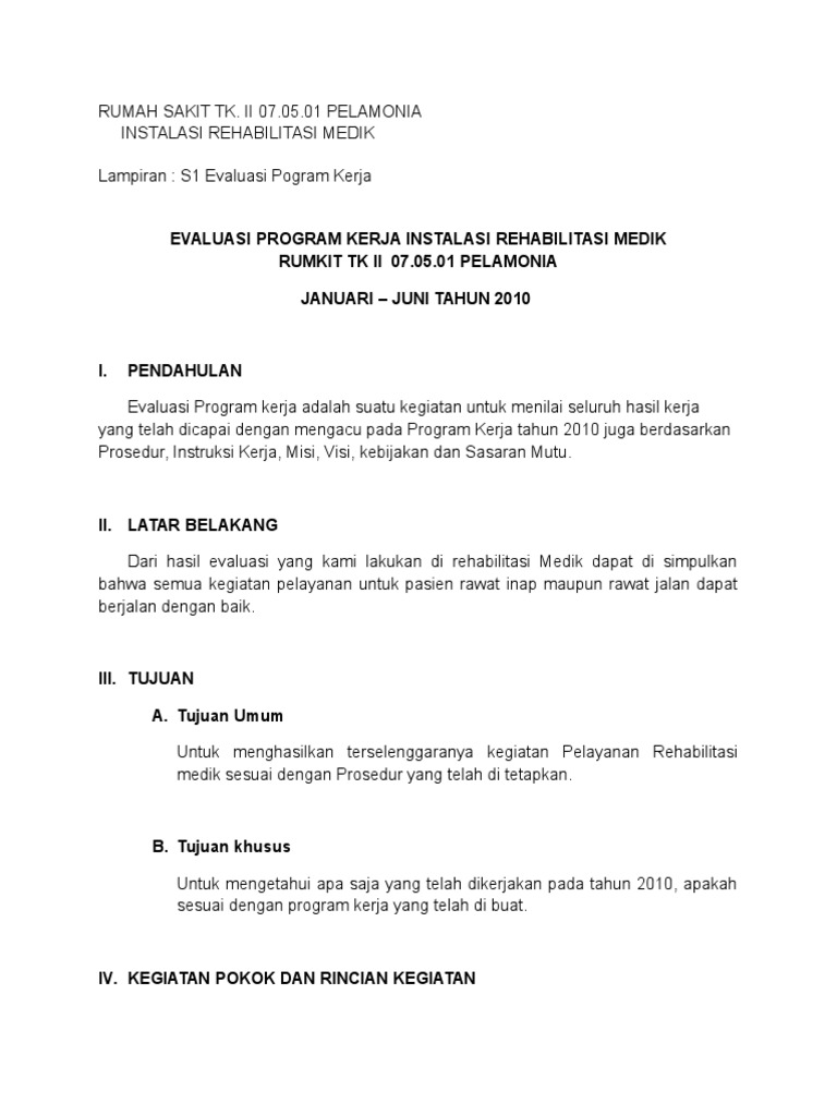 Contoh Evaluasi Program Kerja