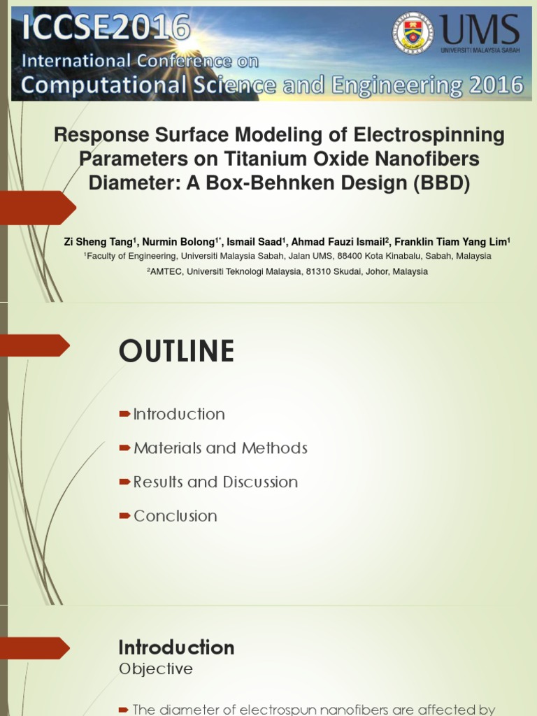 Response Surface Modeling of Electrospinning Parameters On Titanium Oxide Nanofibers Diameter: A ...