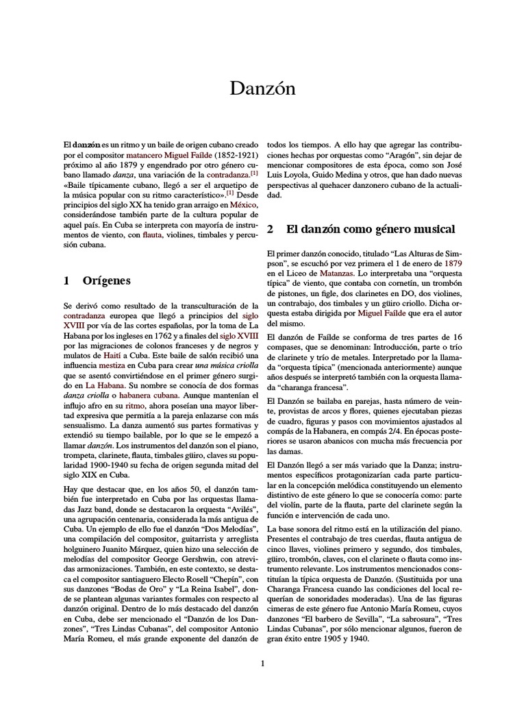 Historia y evolución del danzón cubano | PDF | Música caribeña | Musica ...