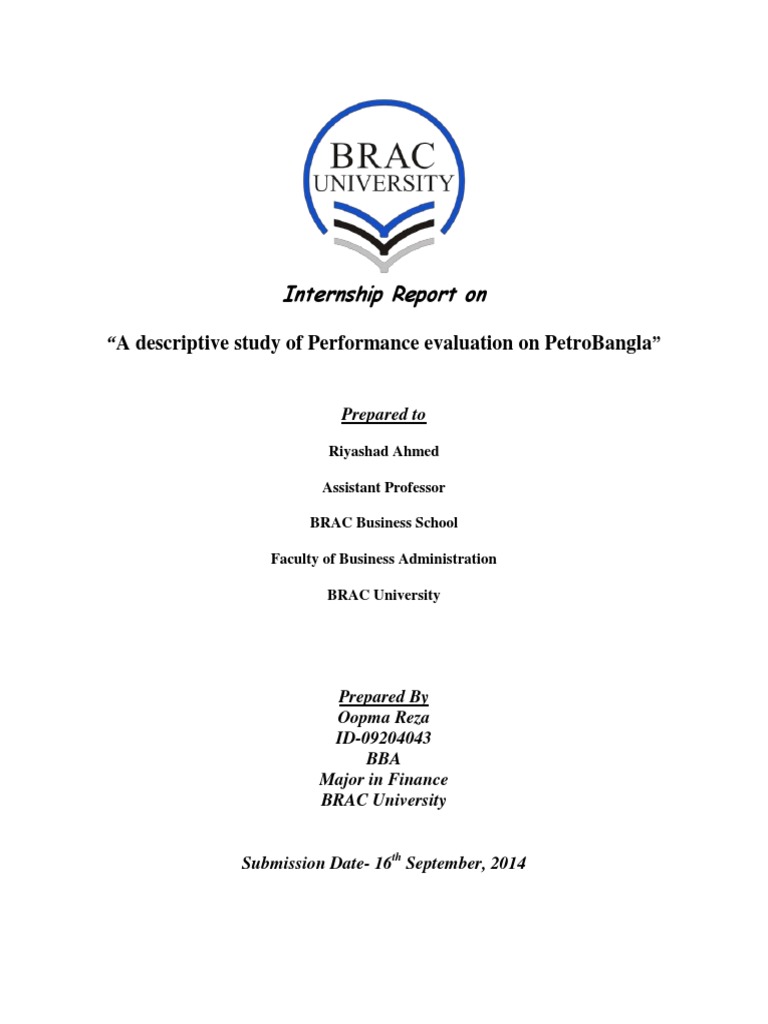 Internship Report On: "A Descriptive Study of Performance Evaluation On ...