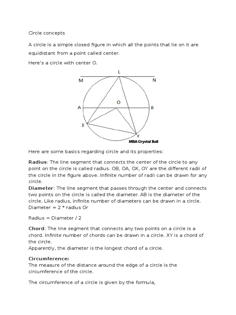 Radius: The Line Segment That Connects The Center of The Circle To Any ...