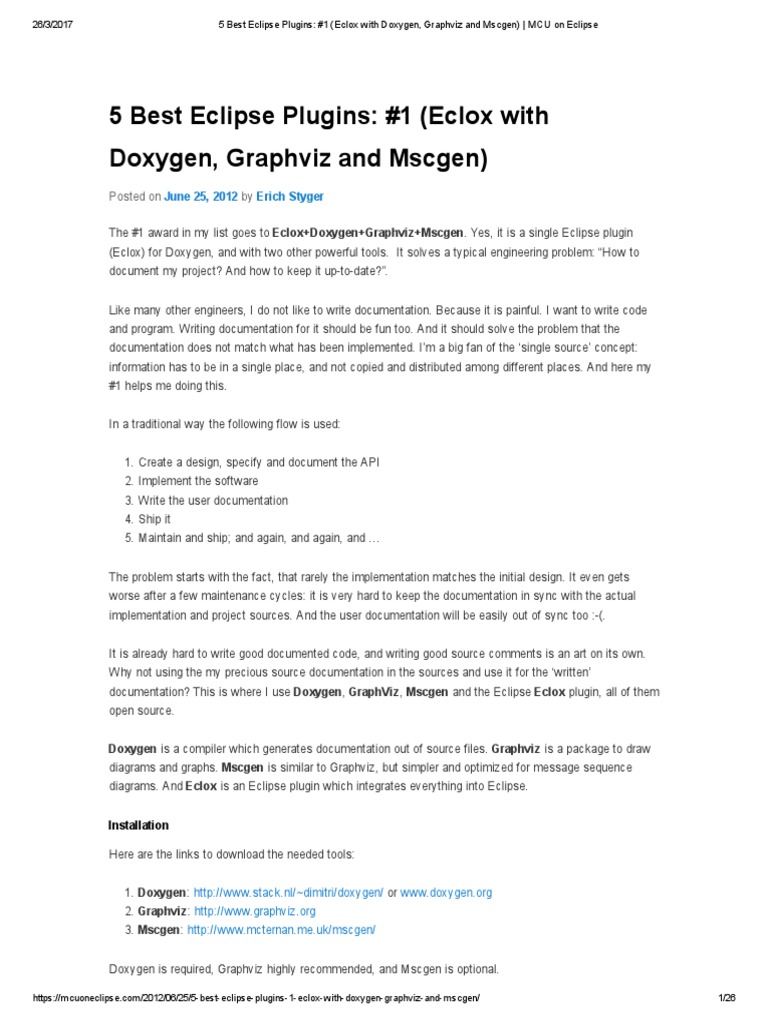 Eclipse Plugin Guide: Eclox with Doxygen | PDF | Eclipse (Software ...
