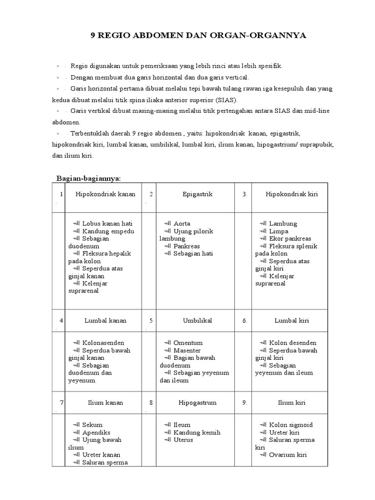 9 Regio Abdomen Dan Organ | PDF