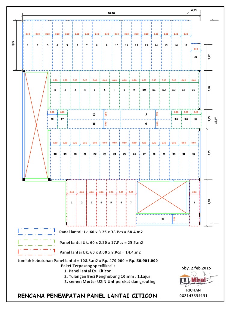 Rencana Penempatan Panel Lantai Citicon | PDF