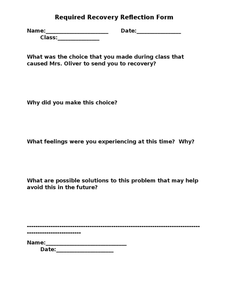 Required Recovery Reflection Form | PDF | Business