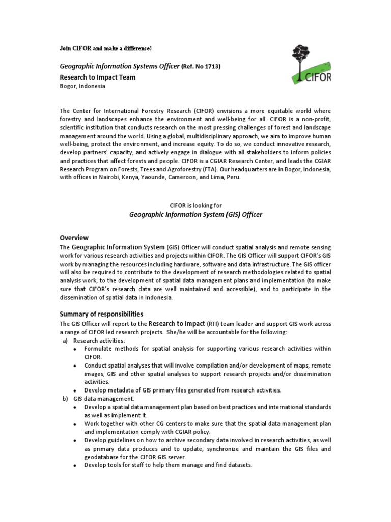 1713 - GIS Officer - Advert | PDF | Geographic Information System | Data