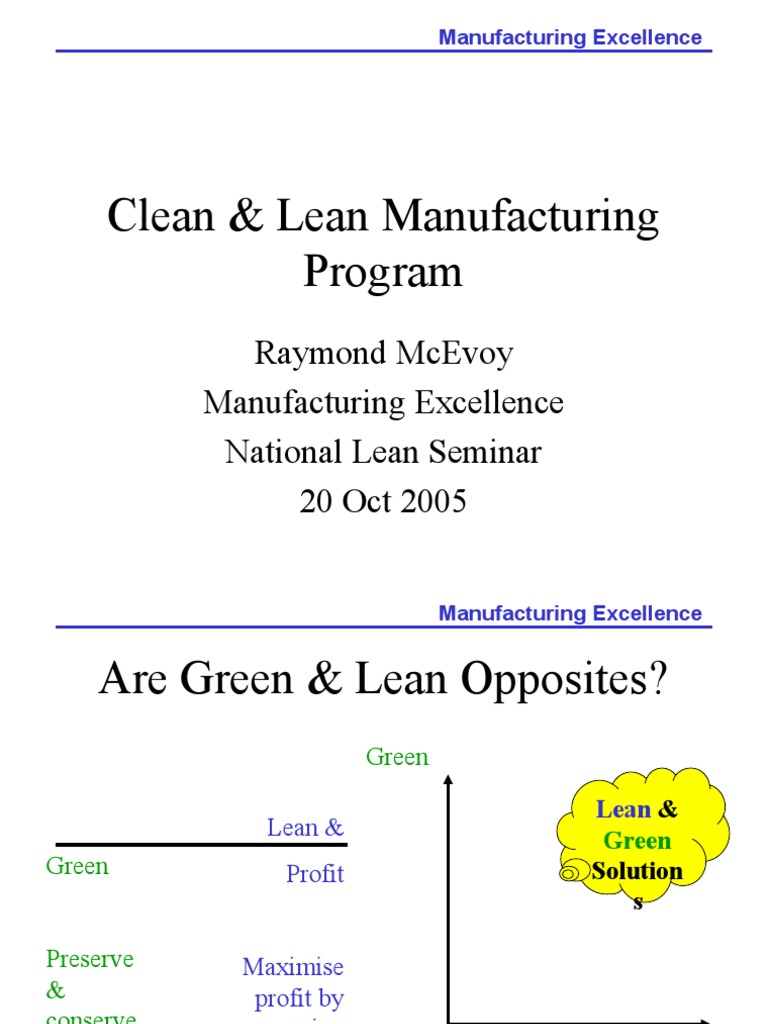Clean & Lean Manufacturing Program: Raymond Mcevoy Manufacturing ...