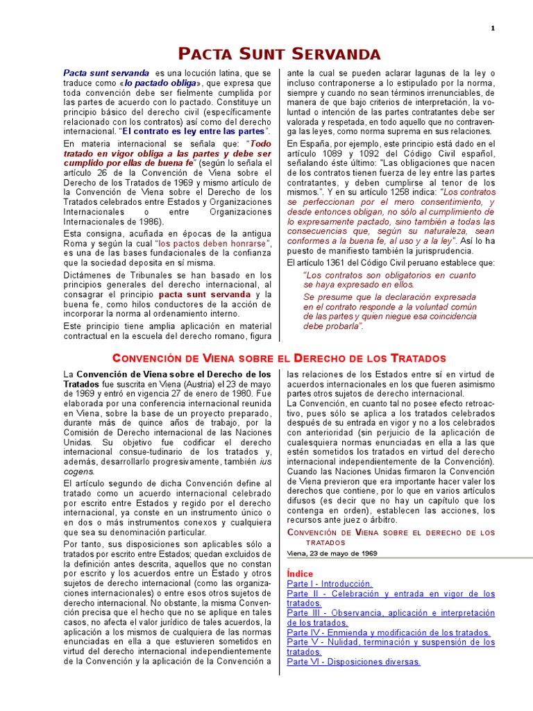 Pacta Sunt Servanda | PDF | Tratado | Ley internacional