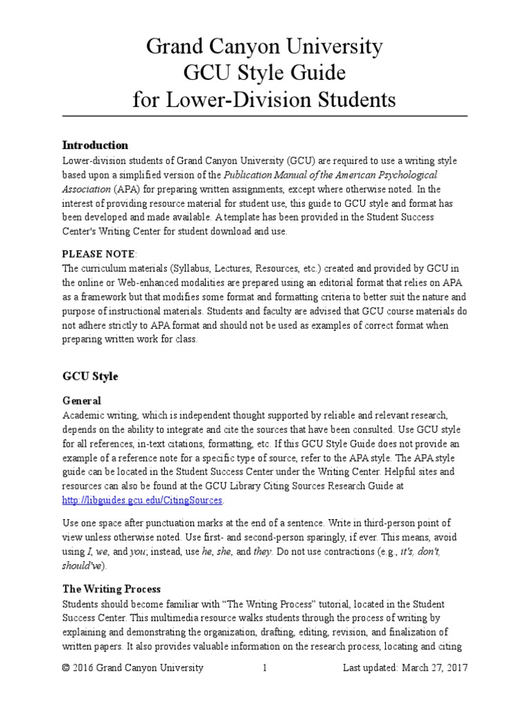 Gcu Style Guide | PDF | Citation | Essays