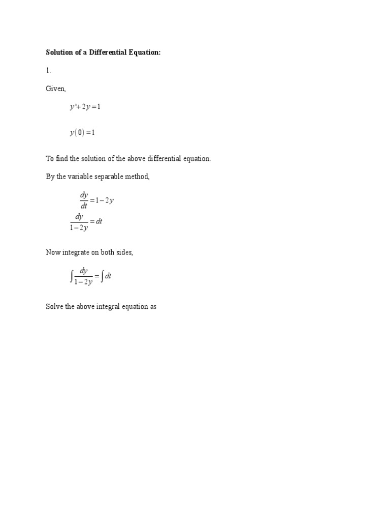Given,: Solution of A Differential Equation | PDF | Equations ...