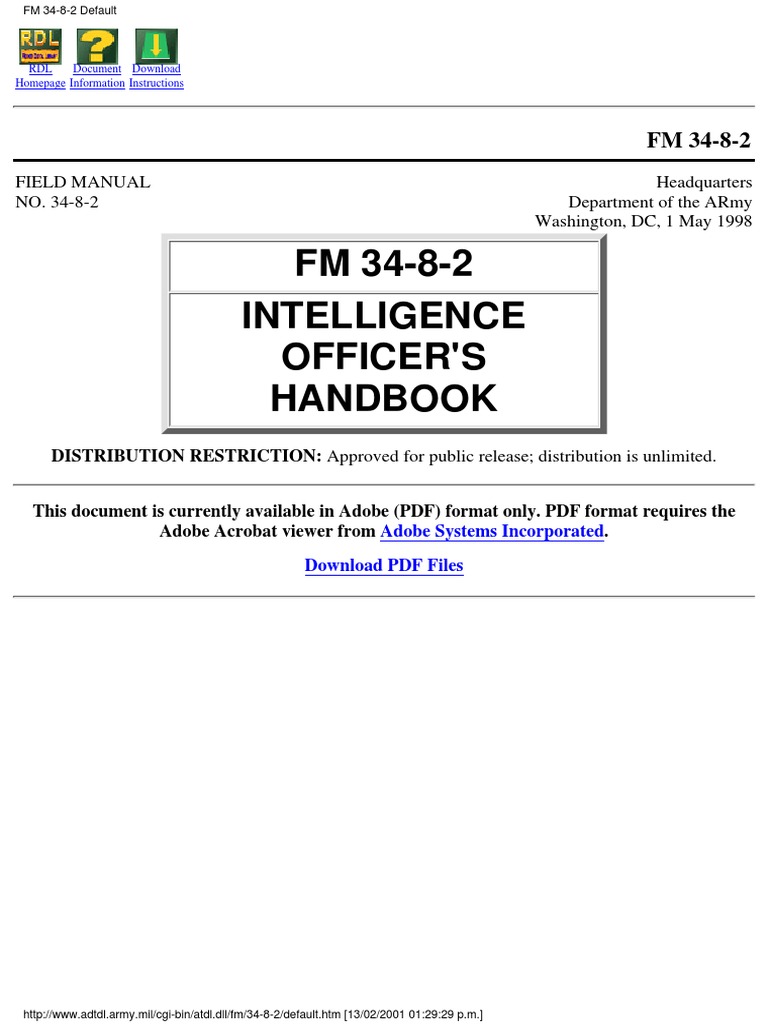 Usa Army Intelligence Officer's Handbook | PDF | Military Intelligence ...