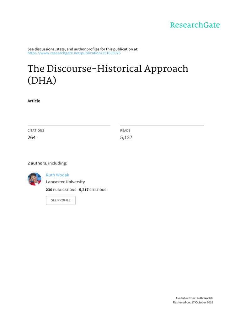 The Discourse Historical Approach | PDF | Climate Change | Discourse