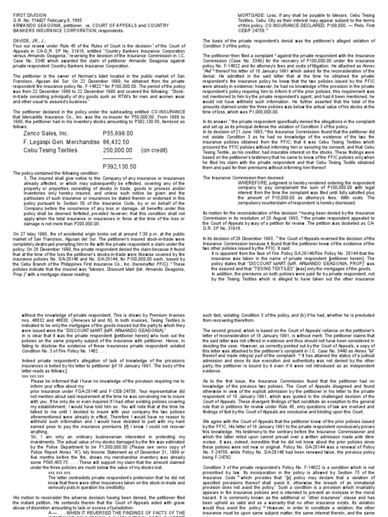 Insurance Cases 2 | PDF | Mortgage Law | Insurance