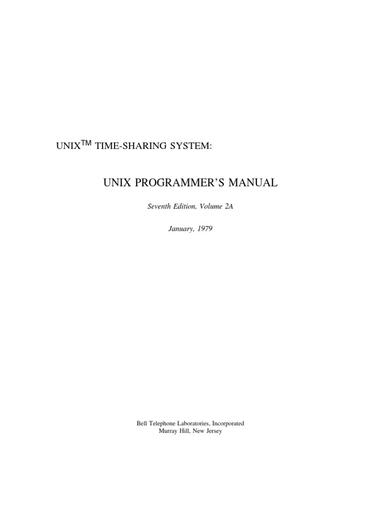 UNIX Programmer's Manual | C (Programming Language) (283 views)