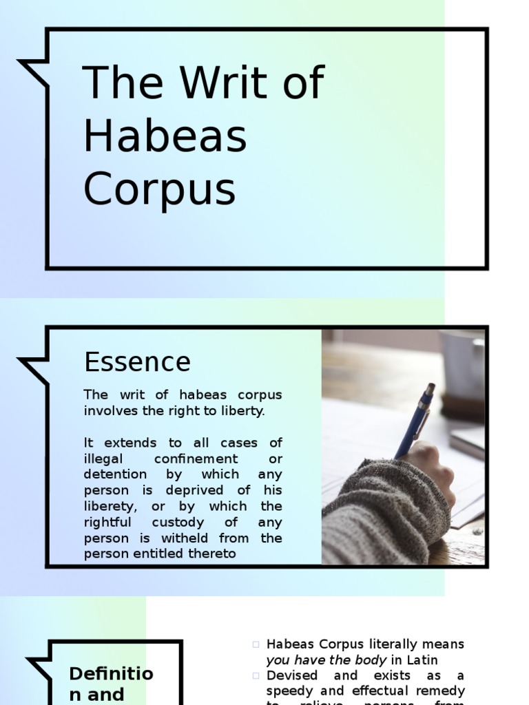 Writ of Habeas Corpus PPT | Habeas Corpus | Public Sphere