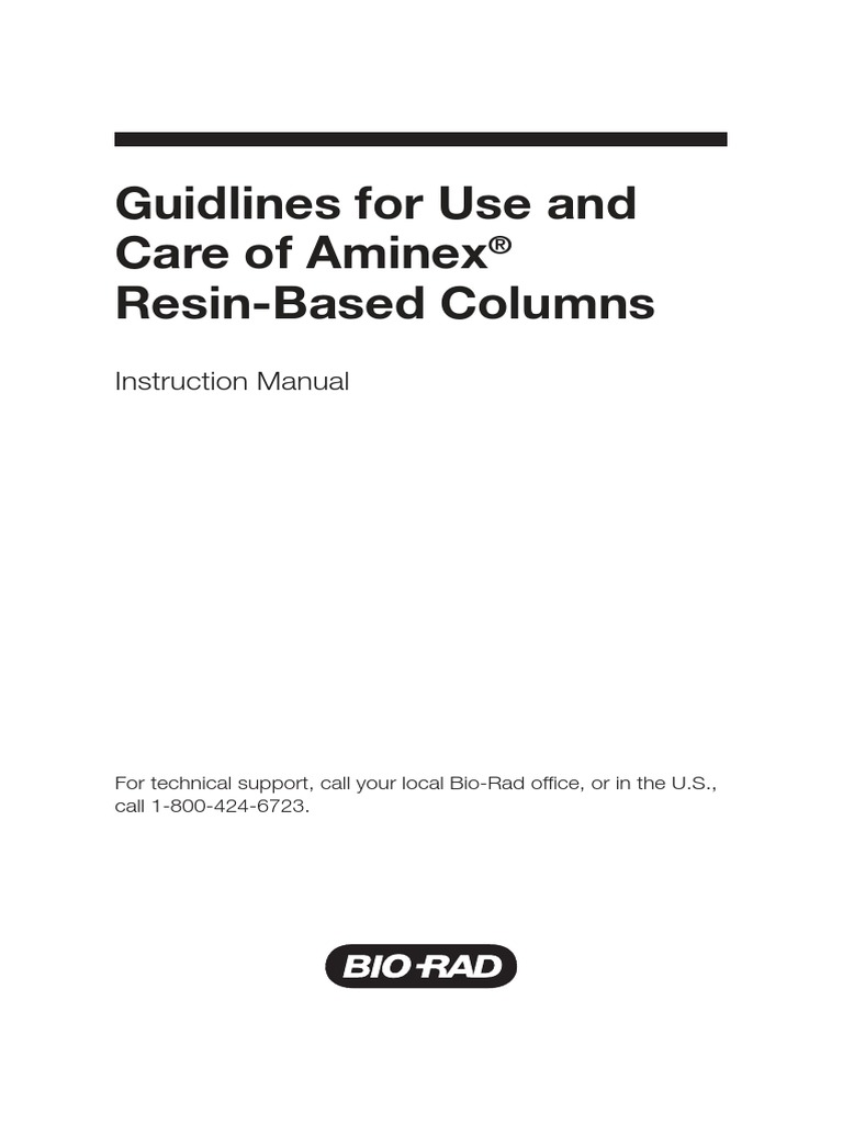 Guidlines For Use and Care of Aminex Resin-Based Columns | PDF | High ...