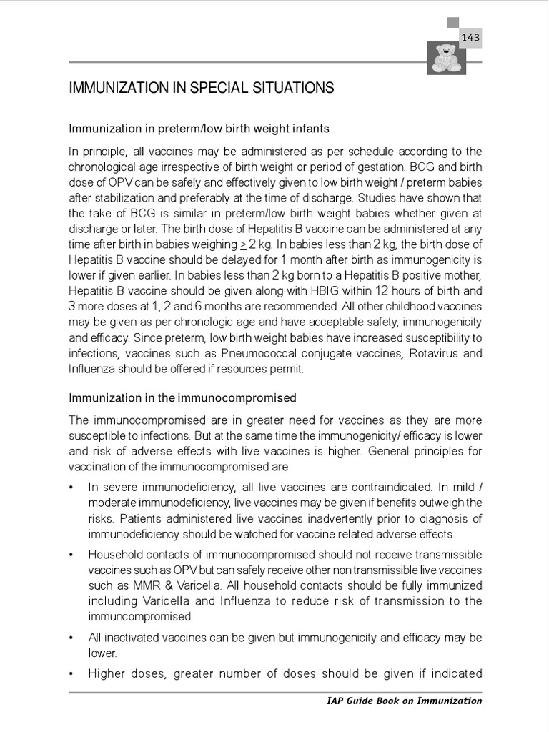 Iap Guide Book On Immunization Immunization in Special Situations PDF ...