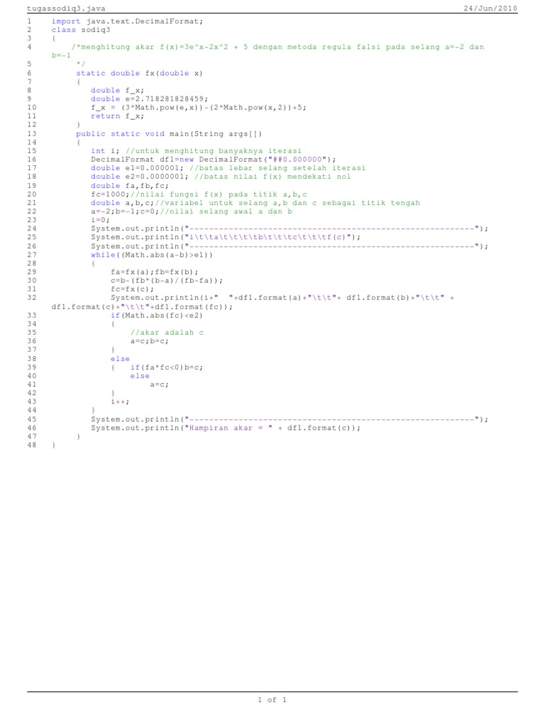 Metode Numerik: Menghitung Dengan Metode Regulasi Falsi Dengan Bahasa ...
